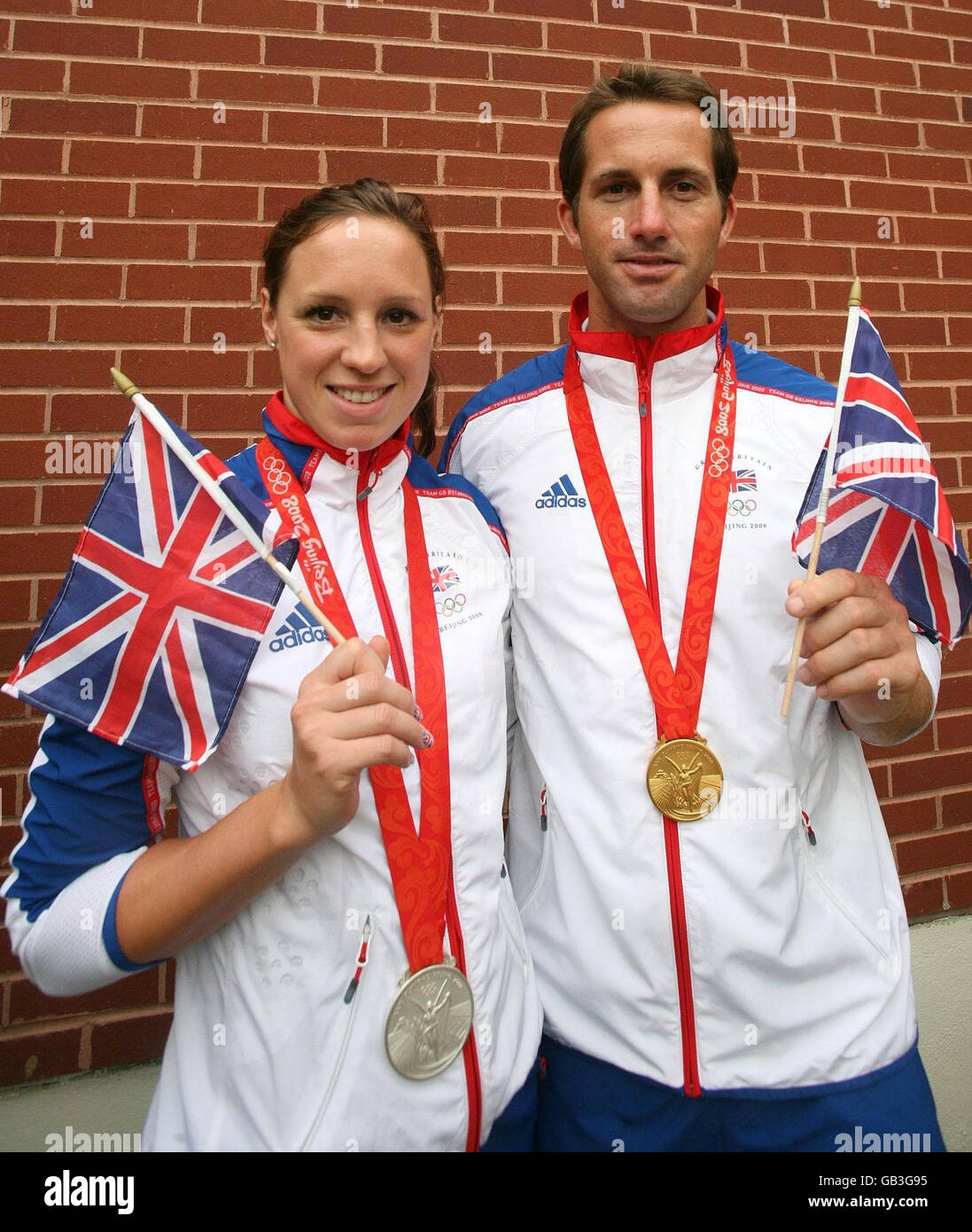 Gold medalist Ben Ainslie and Silver medalist Heather Fell at a press ...