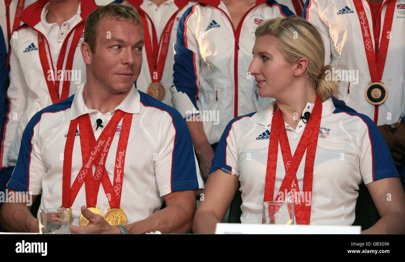 Chris Hoy and Rebecca Adlington pictured at a press conference at the ...
