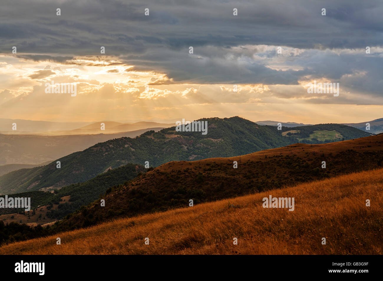 Mountain landscape and panorama view with clouds on Serbian mountain ...