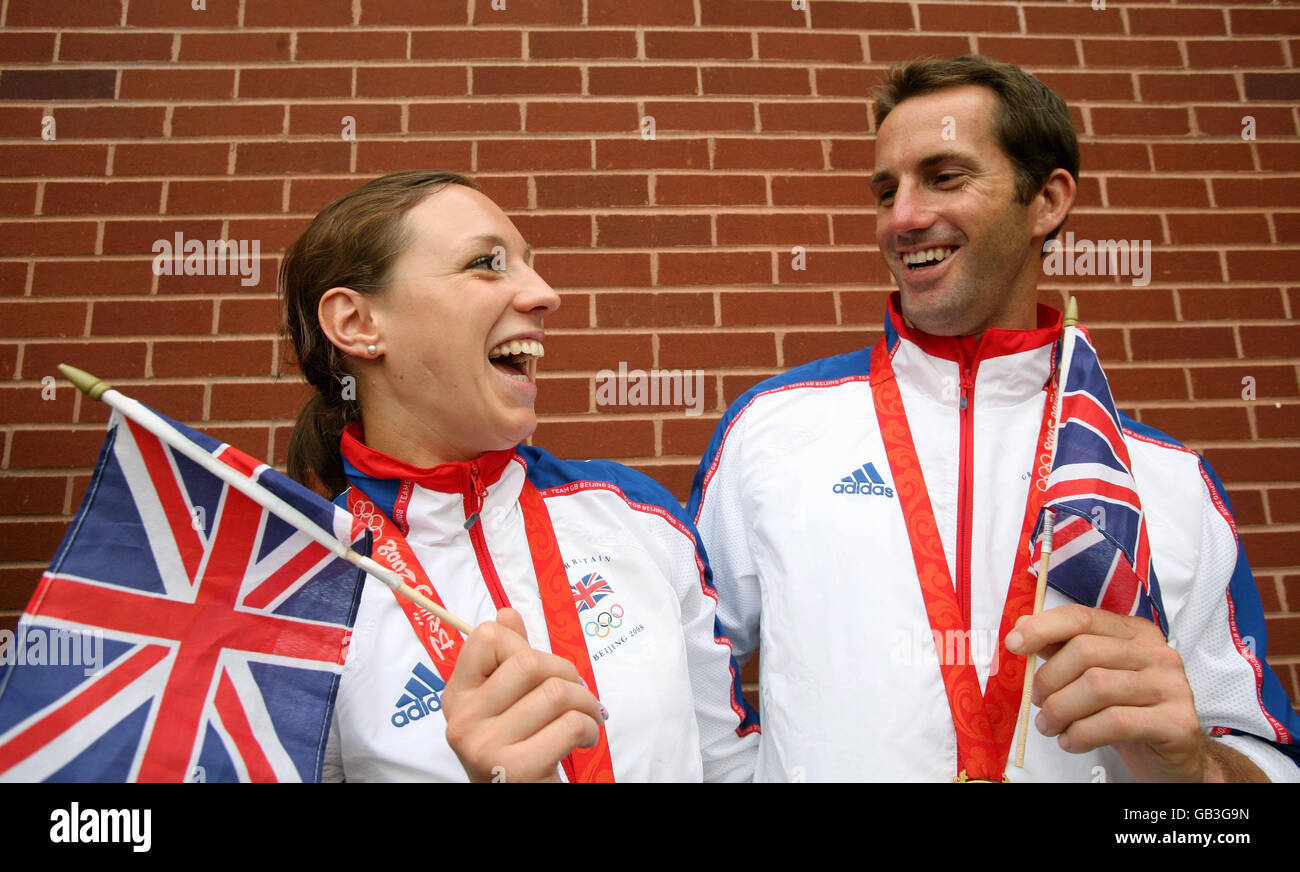 Gold medalist Ben Ainslie and Silver medalist Heather Fell at a press ...