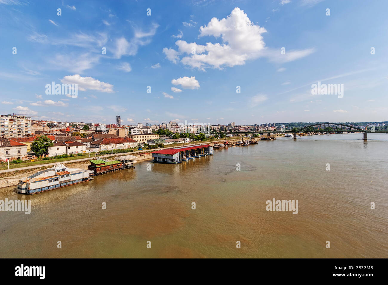 Panorama view on Belgrade old part of town and bridge, on confluence of ...