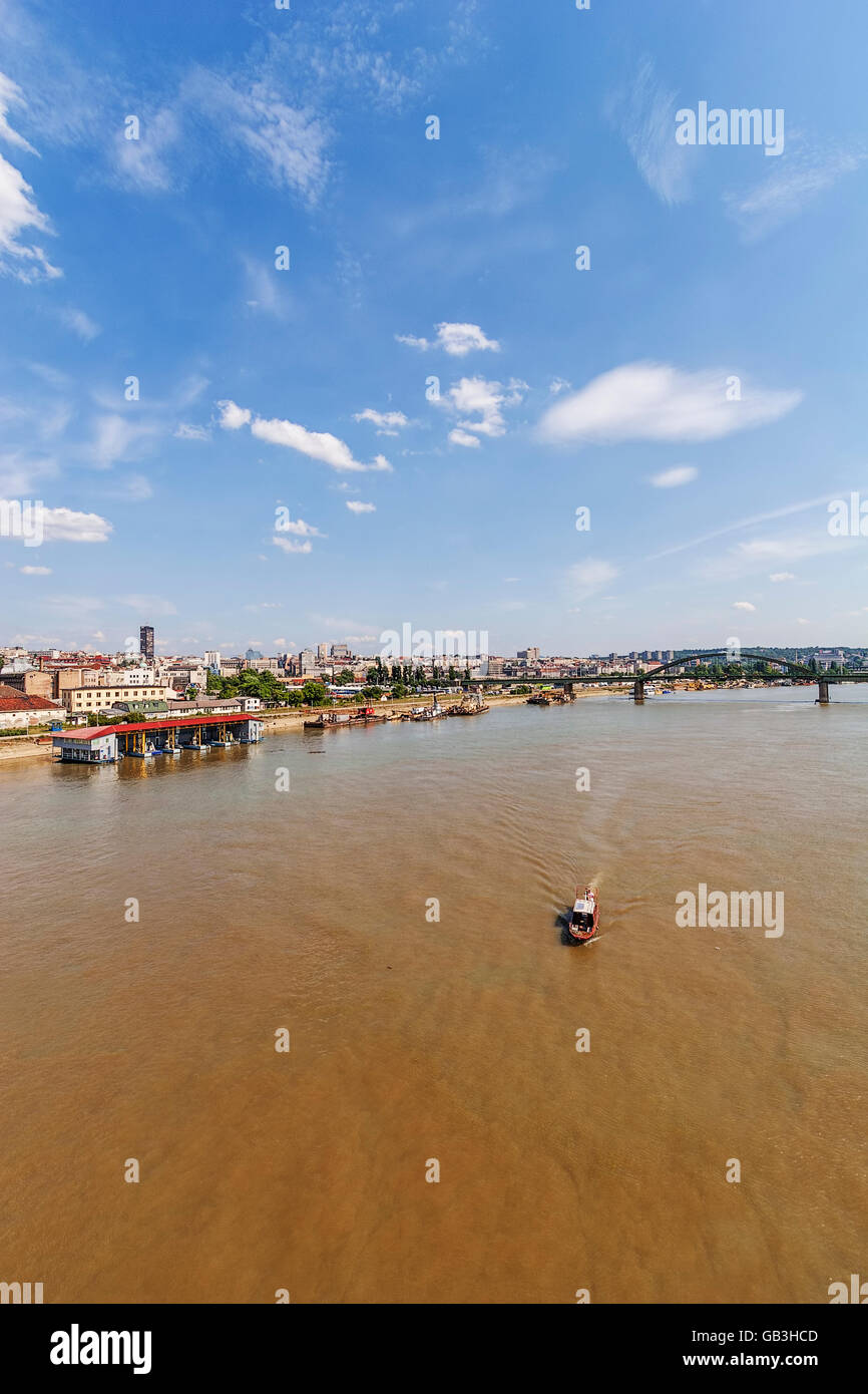 Panorama view on Belgrade old part of town and bridge, on confluence of ...