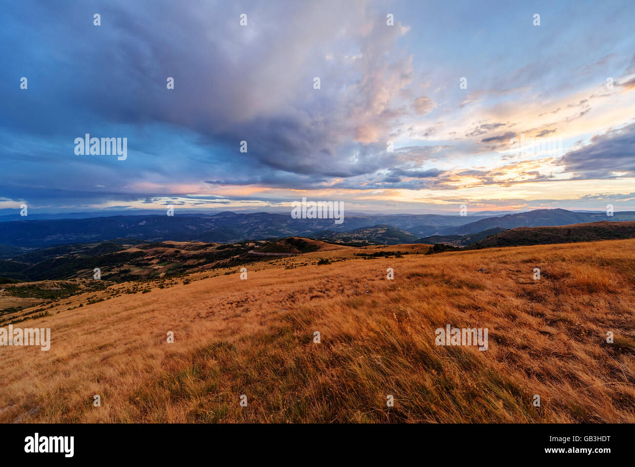 Mountain landscape and panorama view with clouds on Serbian mountain ...