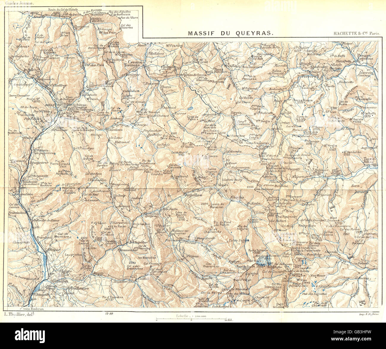 HAUTES- ALPES: Massif du Queyras, 1899 antique map Stock Photo - Alamy