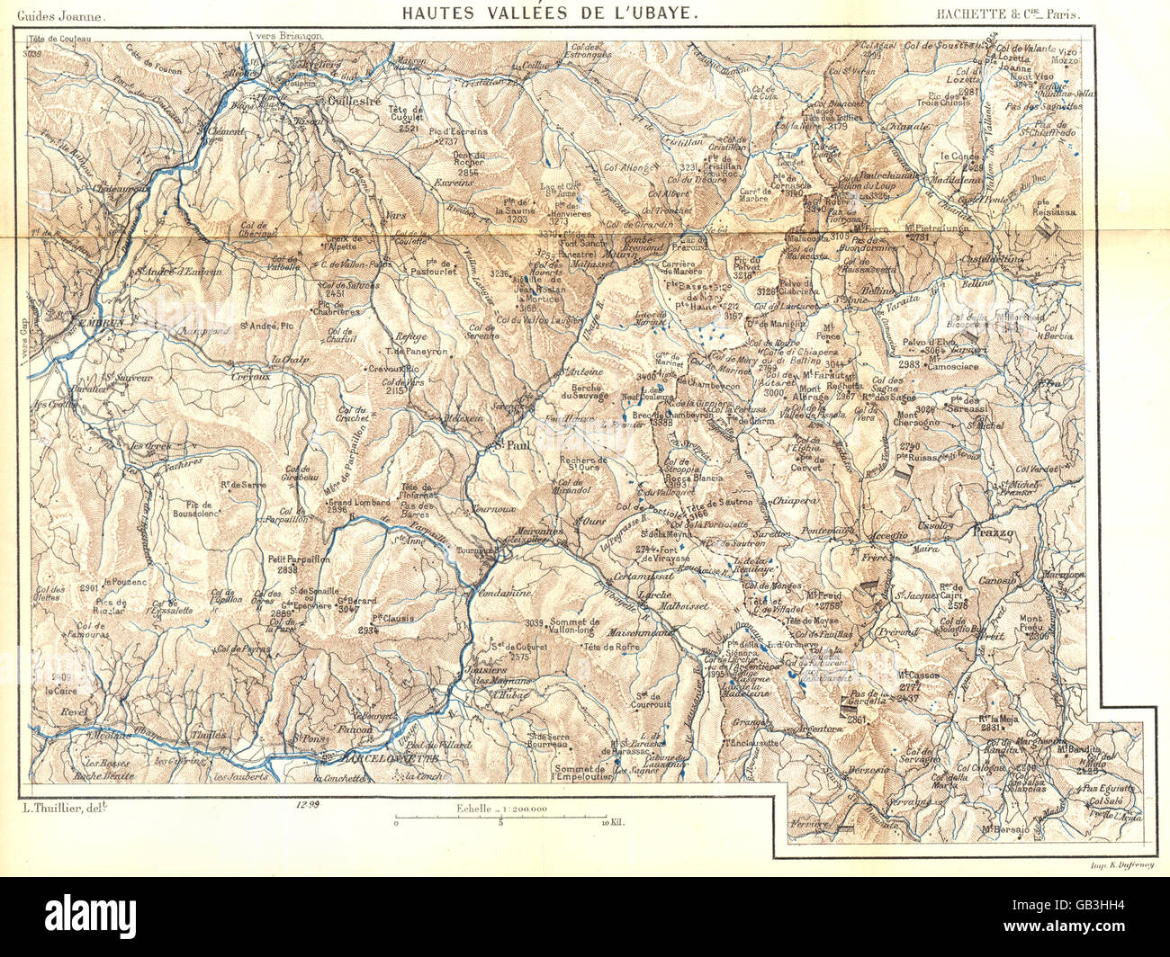 ALPES- DE- HAUTE- PROVENCE: Hautes Vallées de L'ubaye, 1899 antique map ...