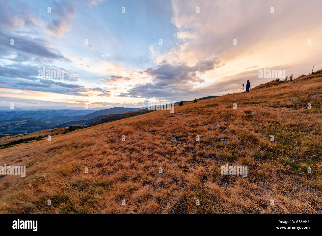 Mountain landscape and panorama view with clouds on Serbian mountain ...