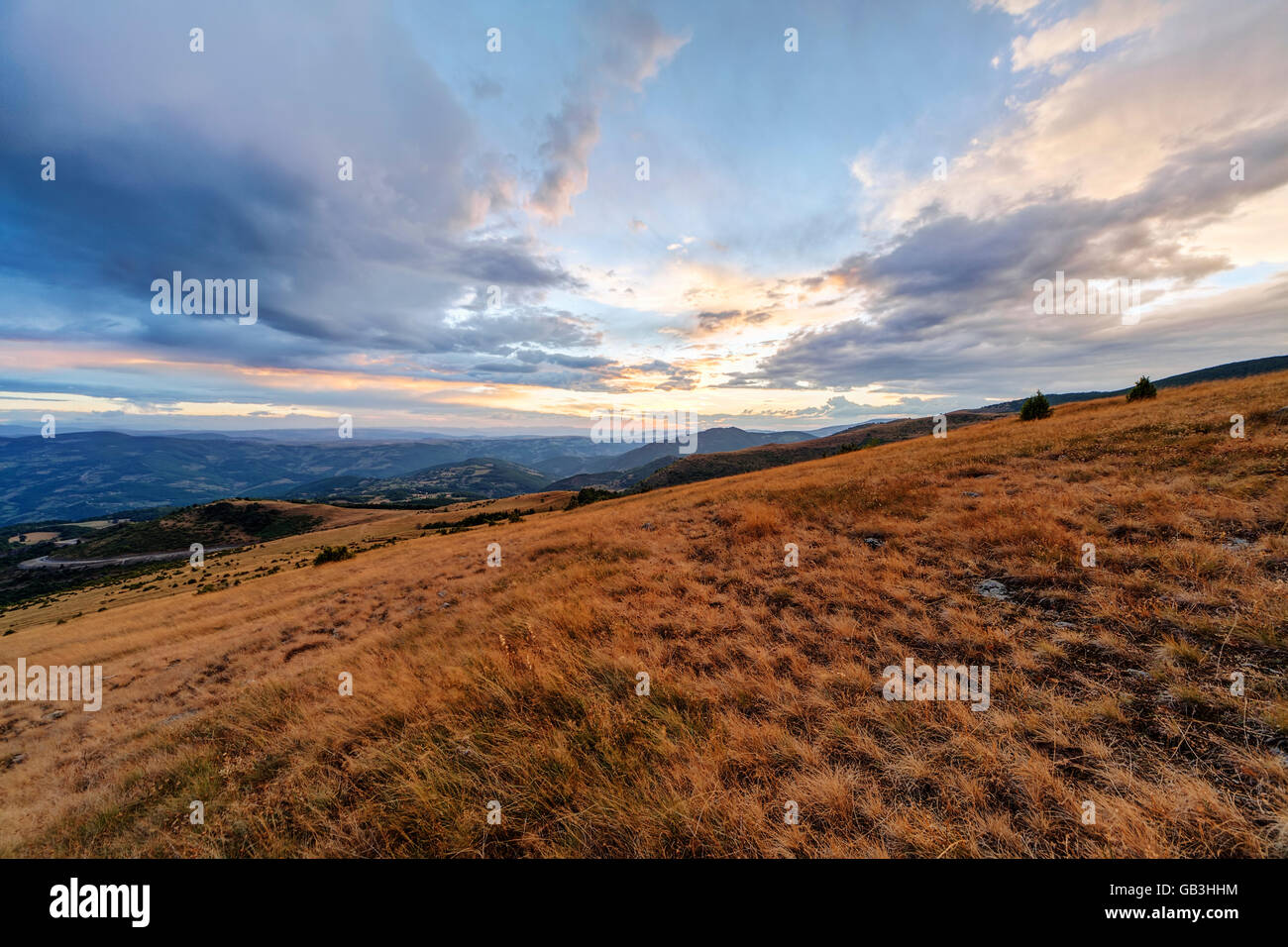 Mountain landscape and panorama view with clouds on Serbian mountain ...