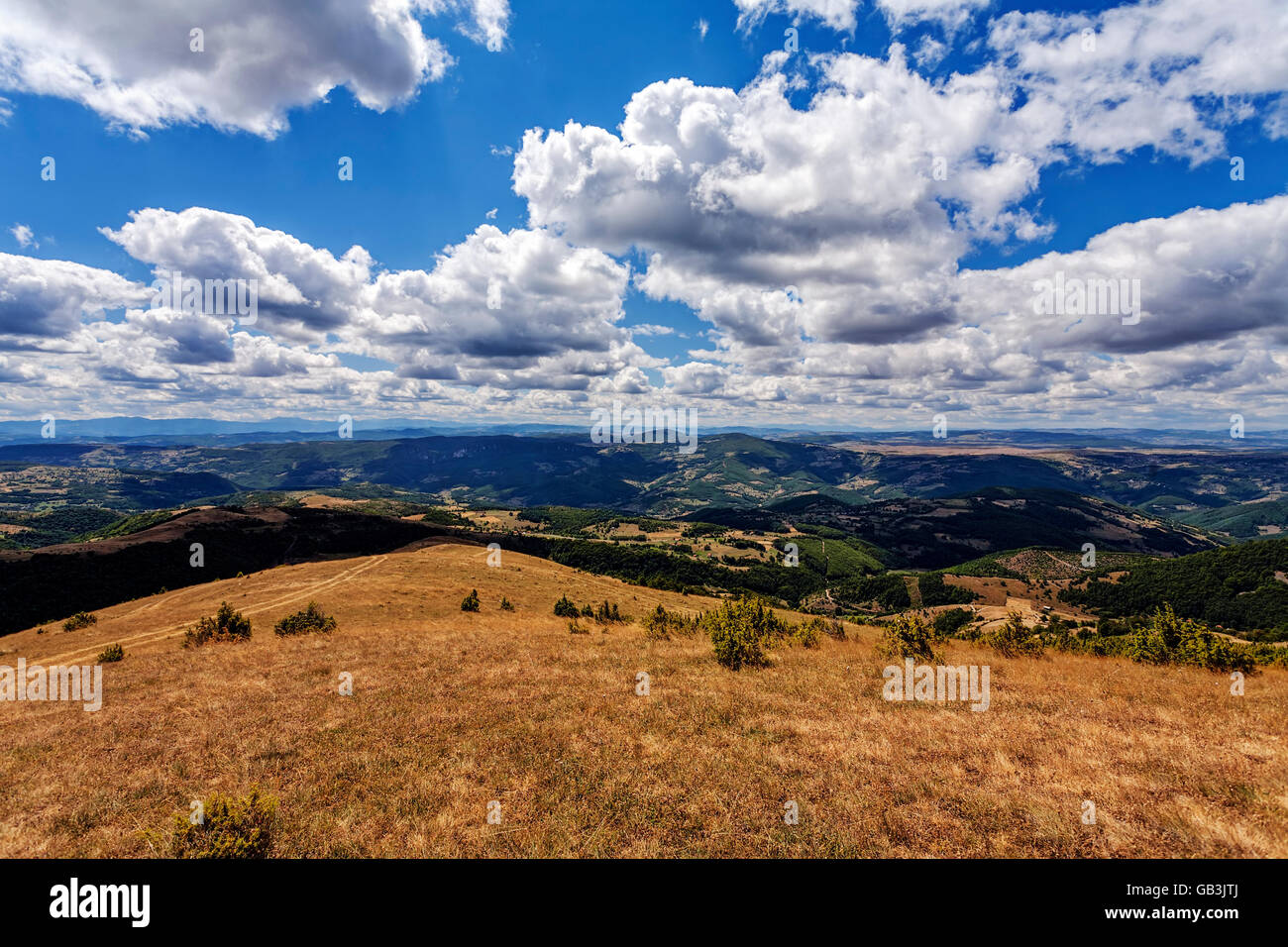 Mountain landscape and panorama view with clouds on Serbian mountain ...