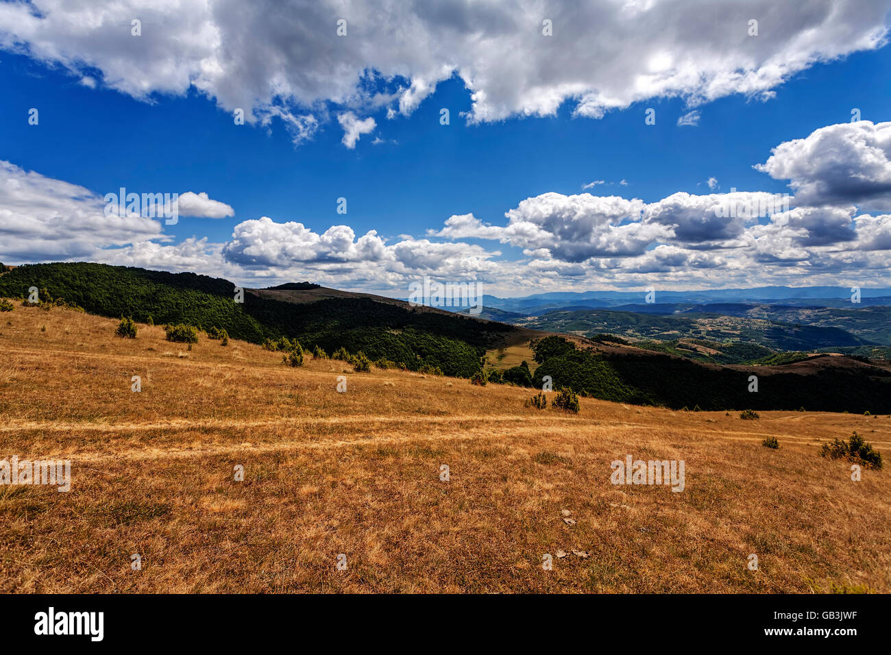 Mountain landscape and panorama view with clouds on Serbian mountain ...