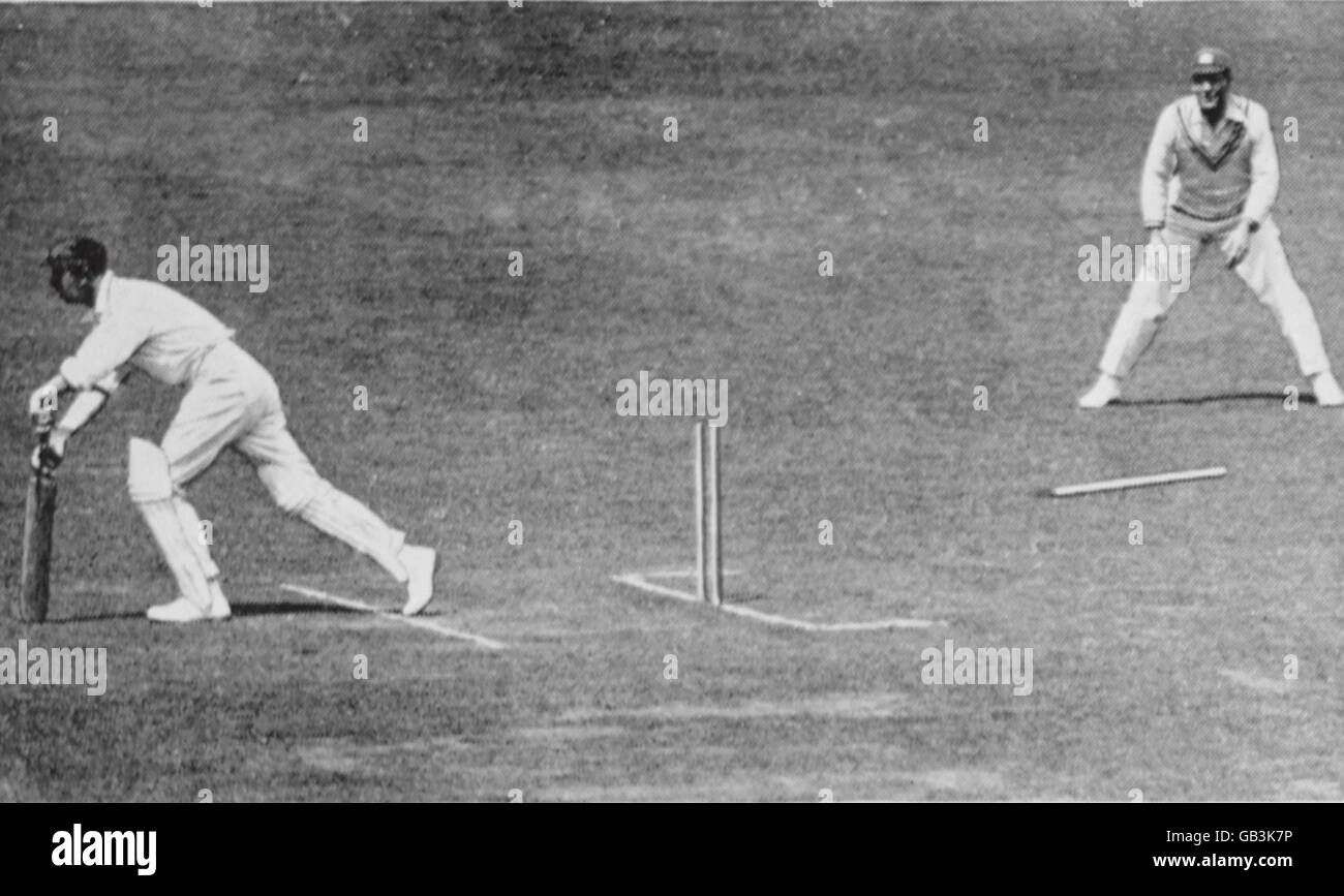 Australia's Jack Ryder is clean bowled by Middlesex's Gubby Allen (out ...