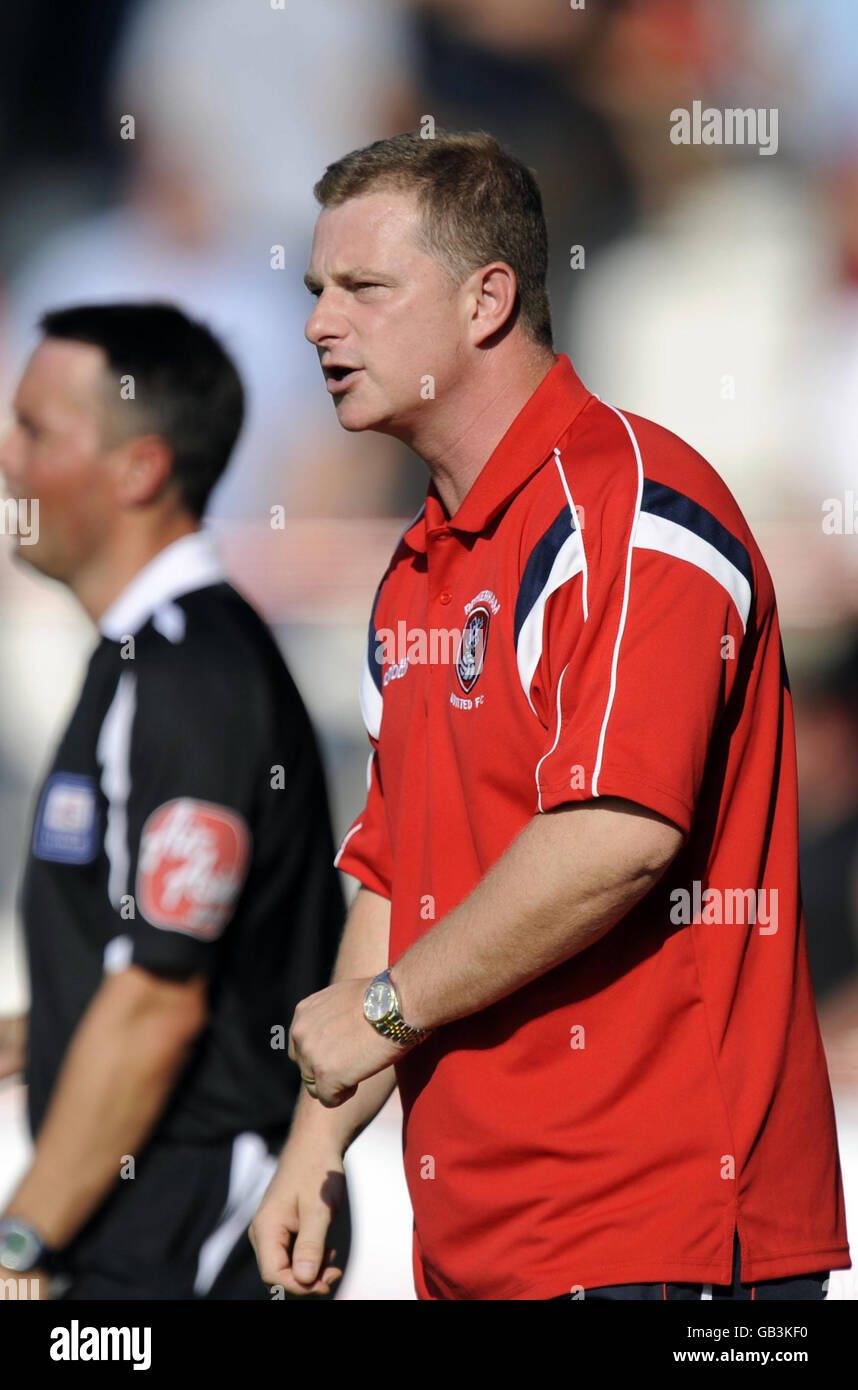 Rotherham manager Mark Robins on the touchline during the Coca-Cola ...