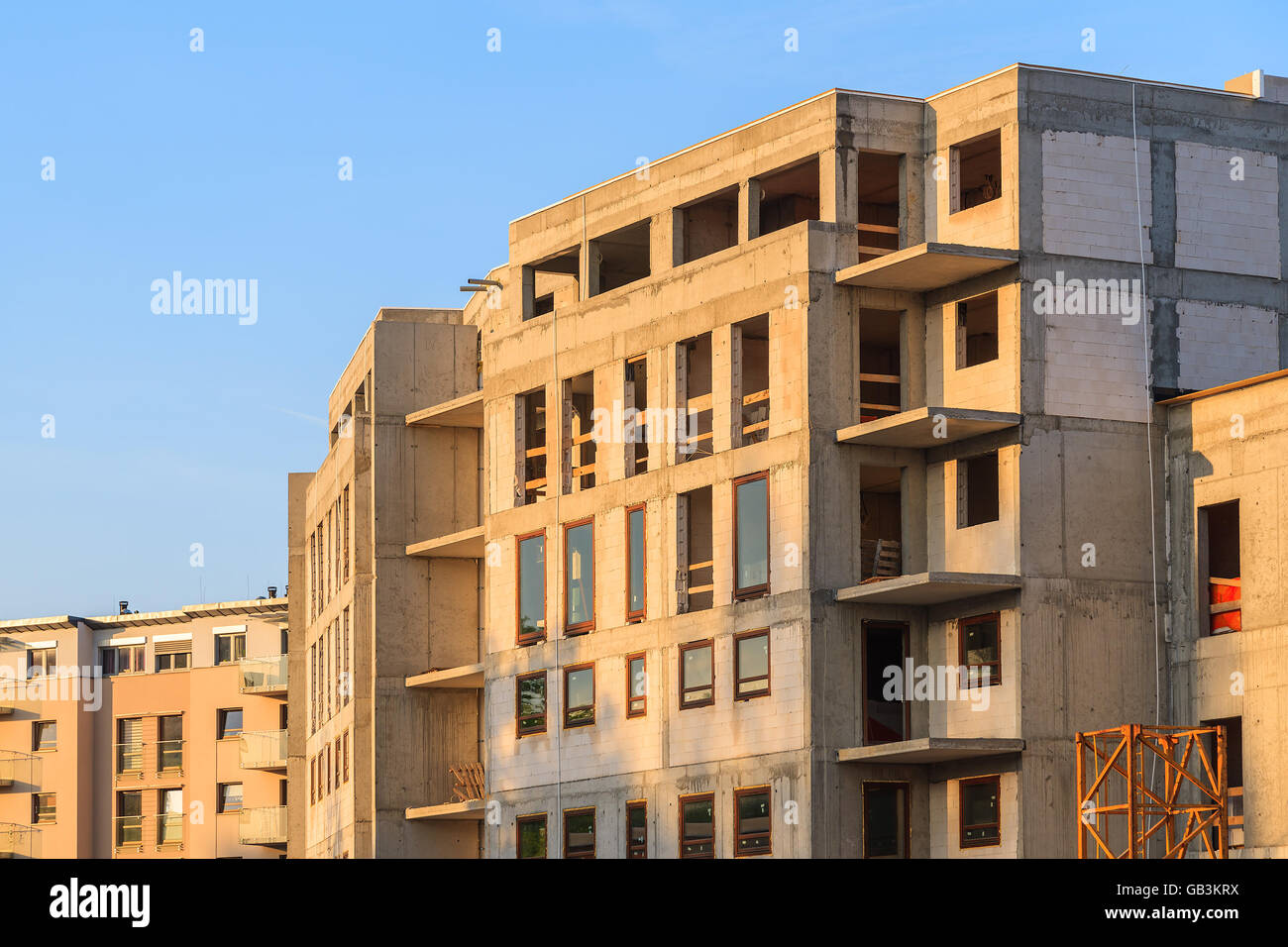New apartment building under construction in Krakow city, Poland Stock ...