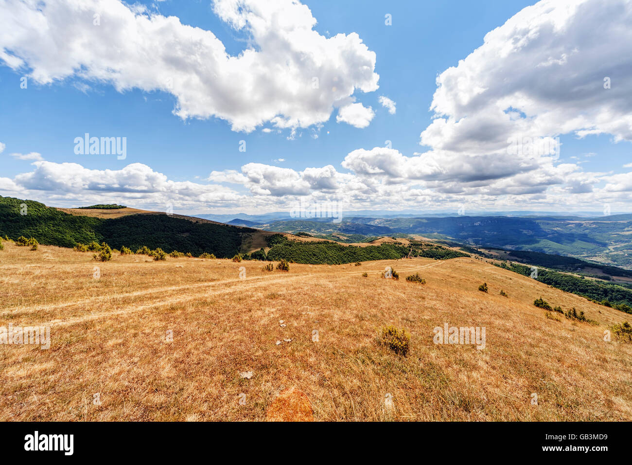 Mountain landscape and panorama view with clouds on Serbian mountain ...