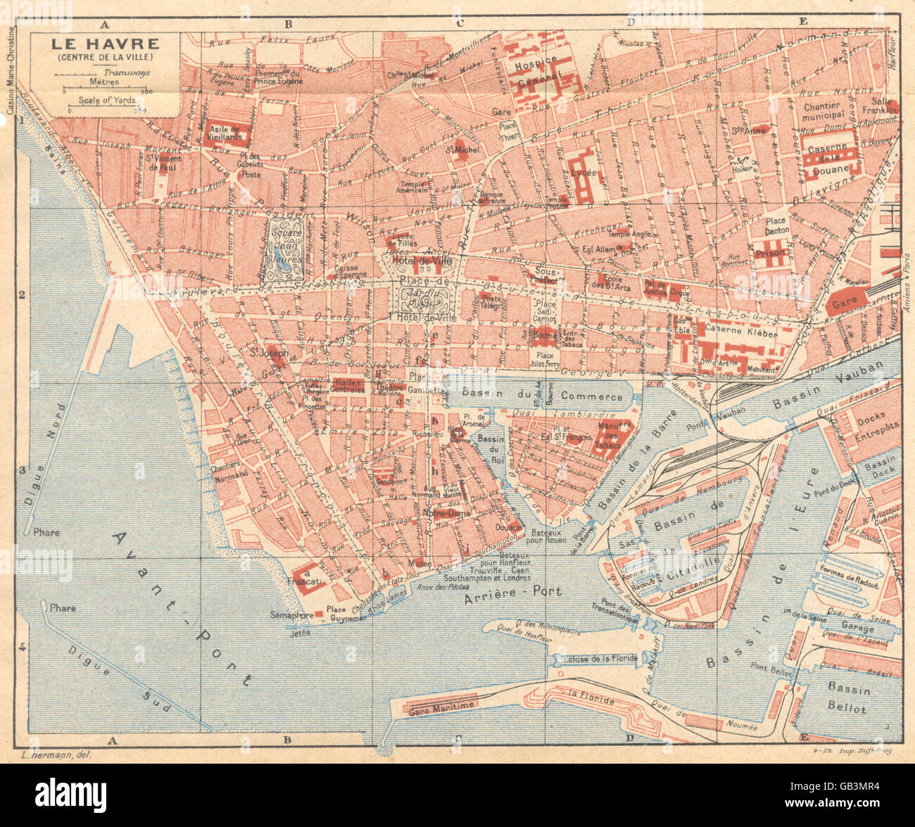 SEINE- MARITIME: Le Havre, 1921 vintage map Stock Photo - Alamy