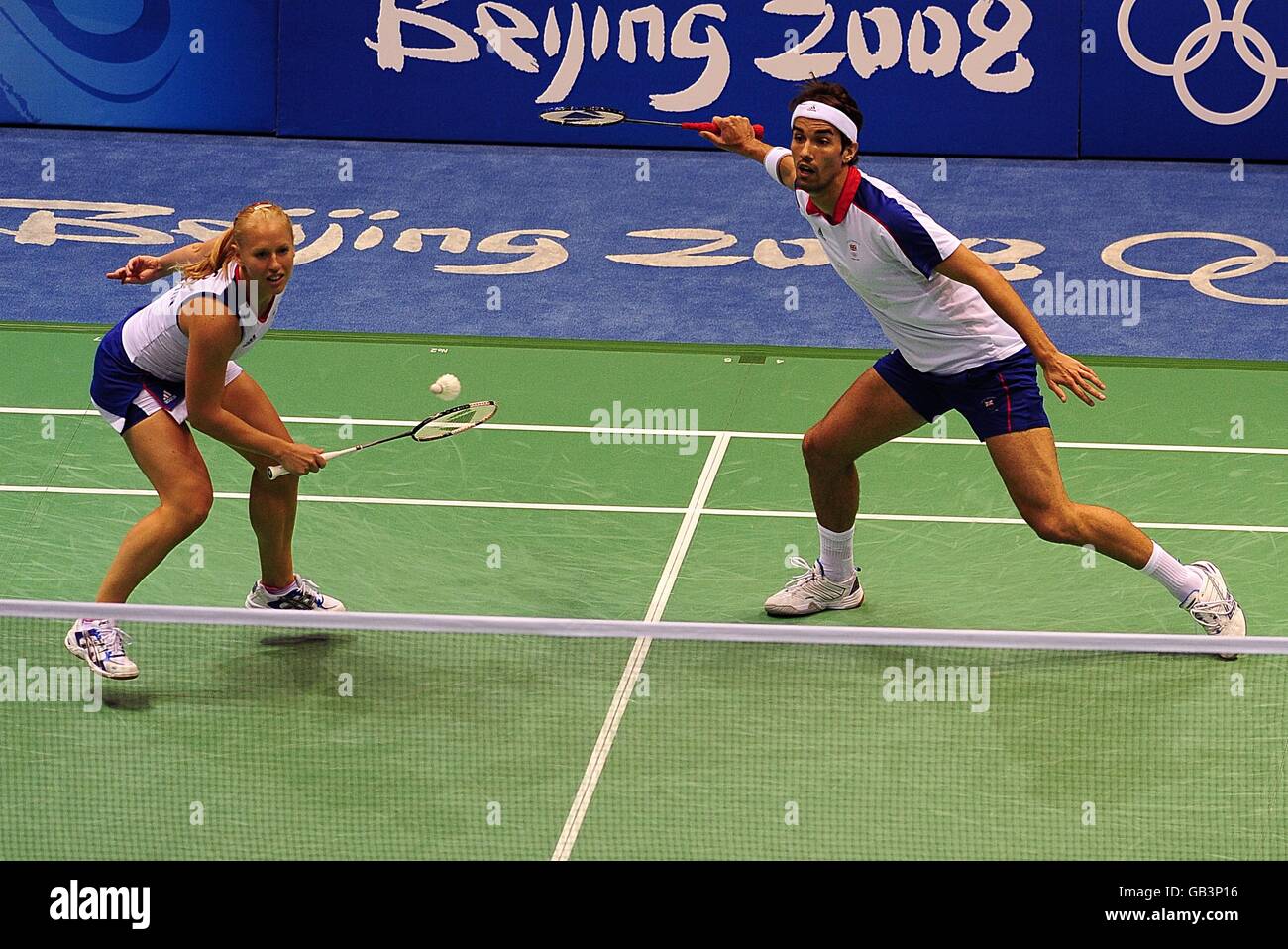 British badminton duo Nathan Robertson (right) and Gail Emms (left) in ...