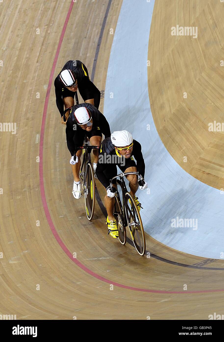 The Malaysian team in action during the qualifying round of the Track ...