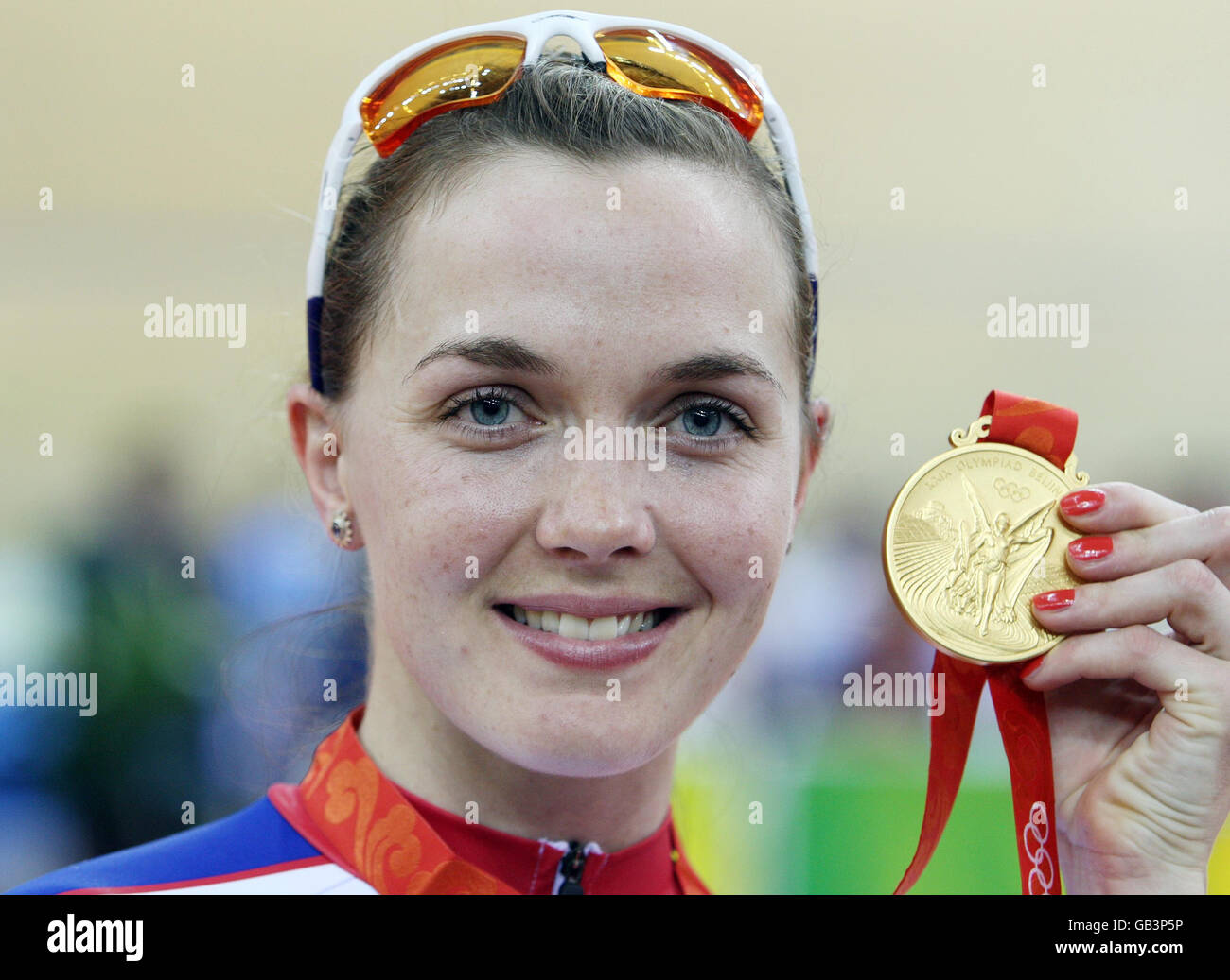 Great Britain's Victoria Pendleton with the Gold Medal she won in the ...