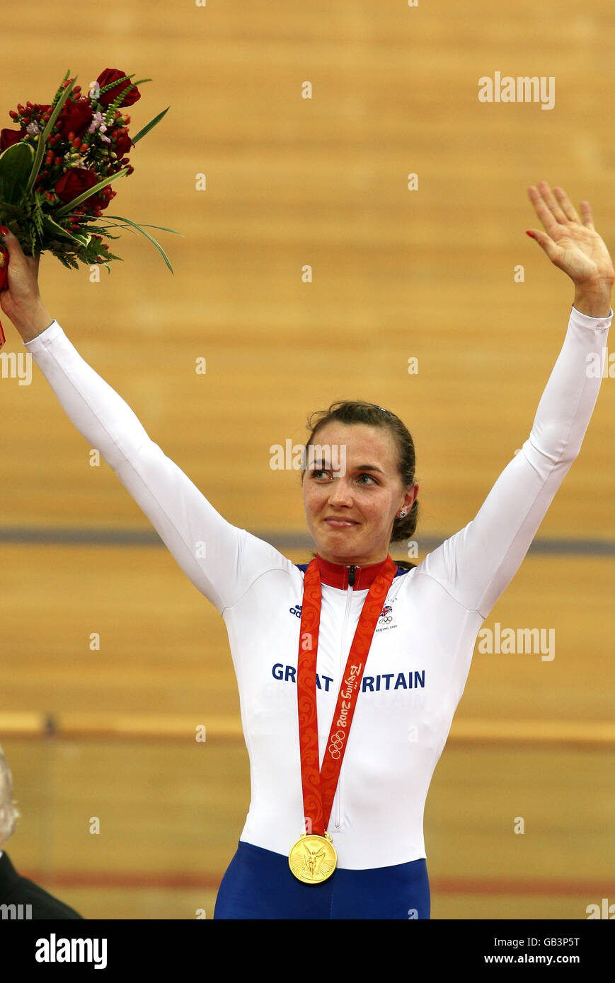 Great Britain's Victoria Pendleton with the Gold Medal she won in the ...