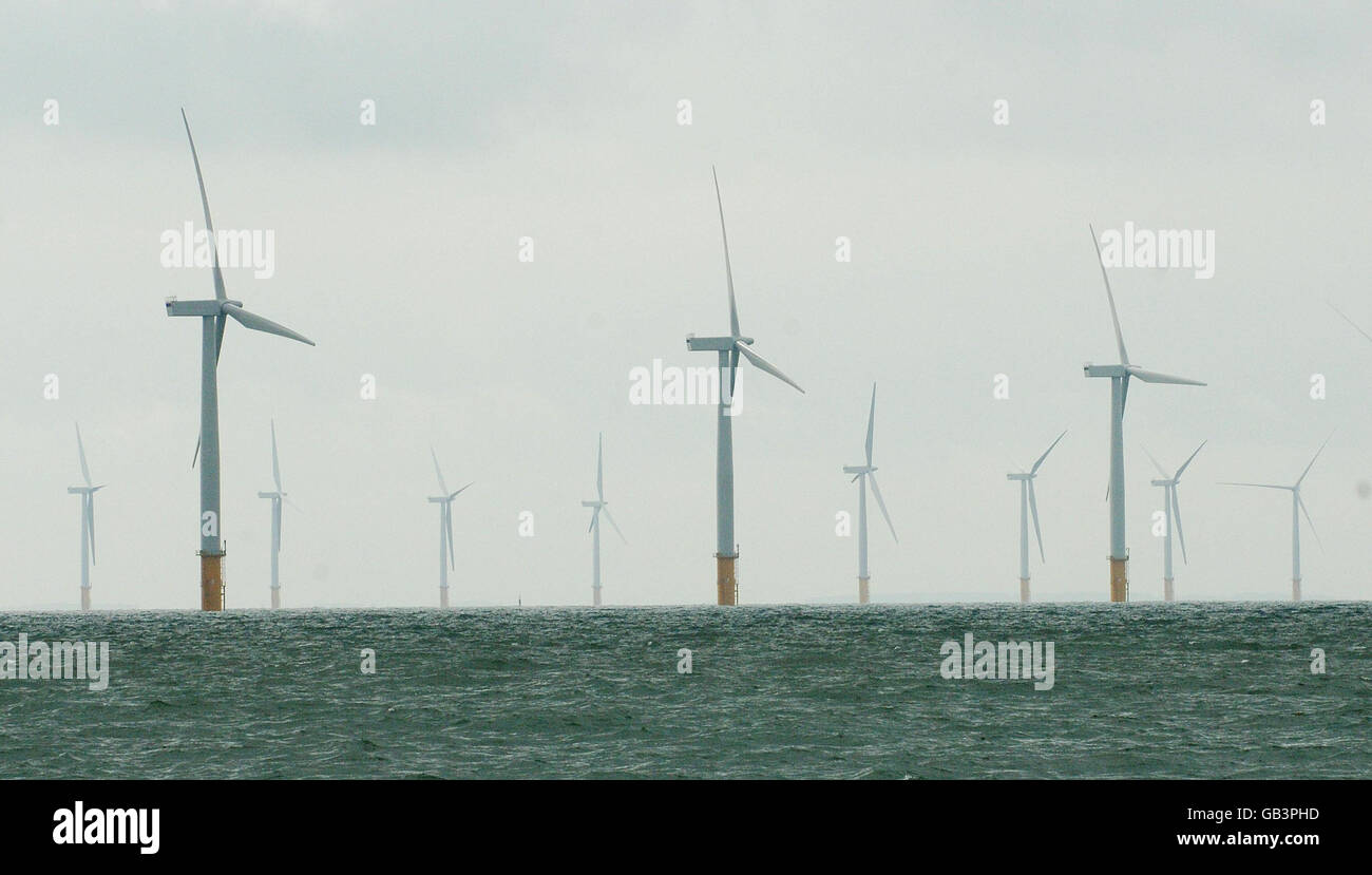 A general view of the Inner Dowsing offshore wind farm in the North Sea ...