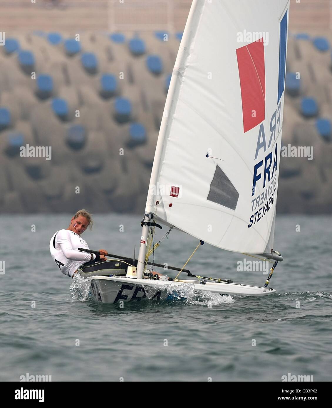 France's Sarah Steyaert competes in the Laser Radial class medal race ...