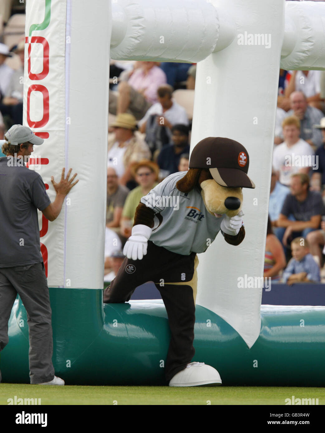 Surrey County Cricket Club mascot Kenny Kennington negotiates the final ...