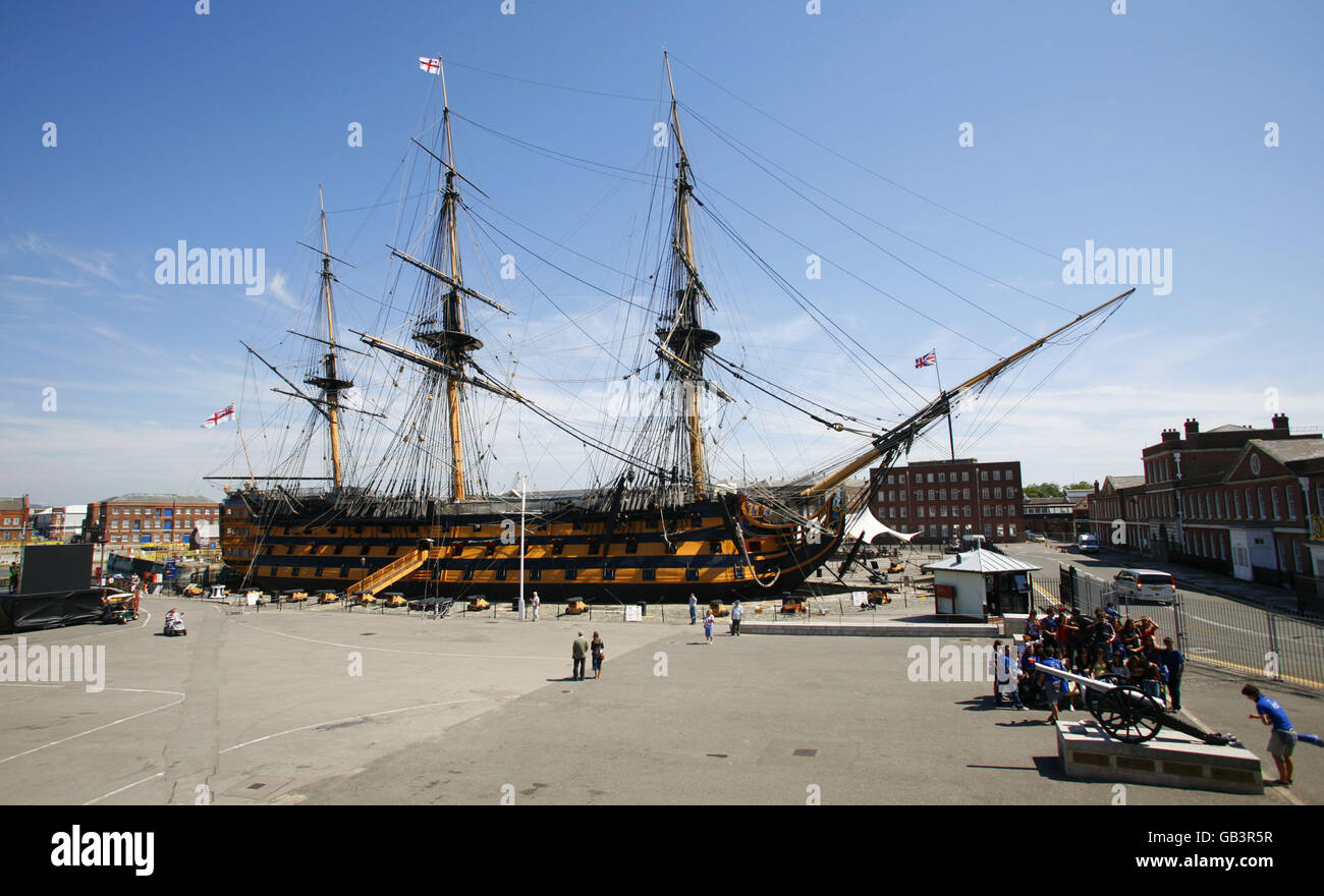 Nelson's flag ship HMS Victory at the Royal Navy Base in Portsmouth ...