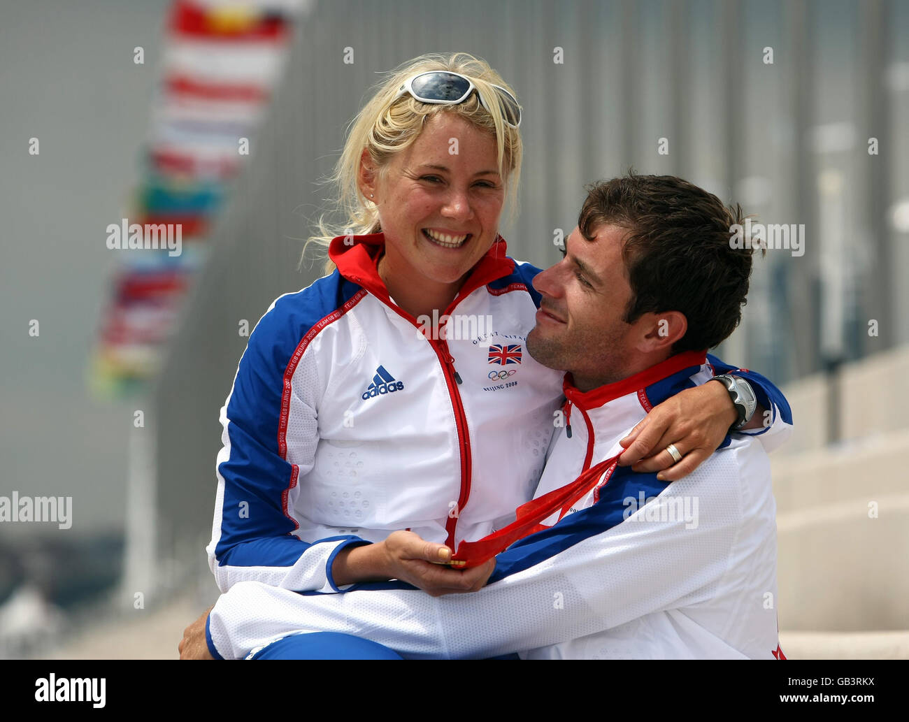 Great Britain's Yngling Gold Medalist Sarah Ayton with her fiance, RS:X ...