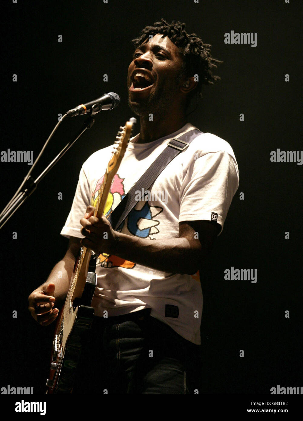 Reading Festival 2008. Kele Okereke of Bloc Party performs on day two ...