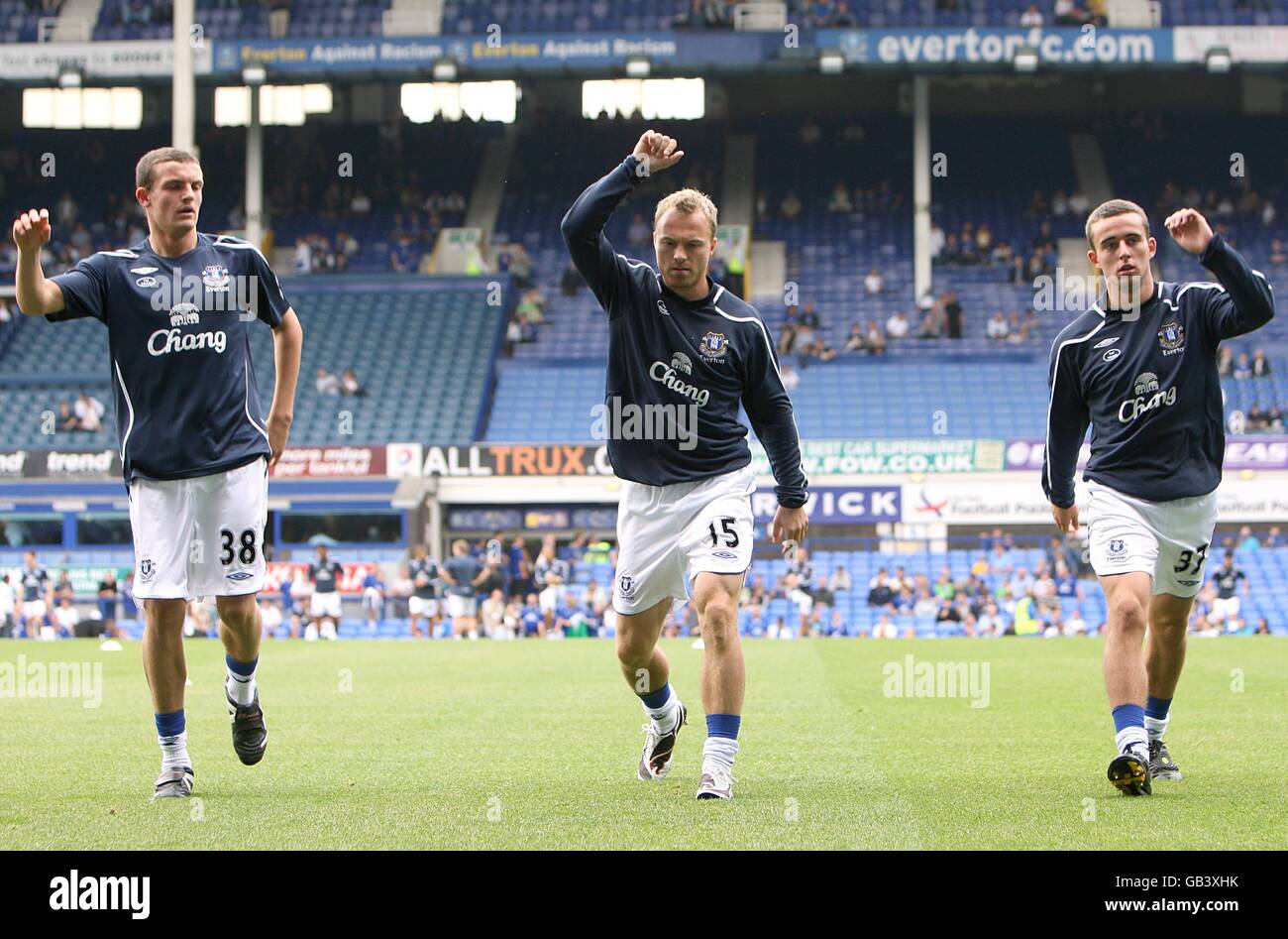 Everton's (l-r;) James Wallace, Lars Christian Jacobsen and Jose Baxter ...