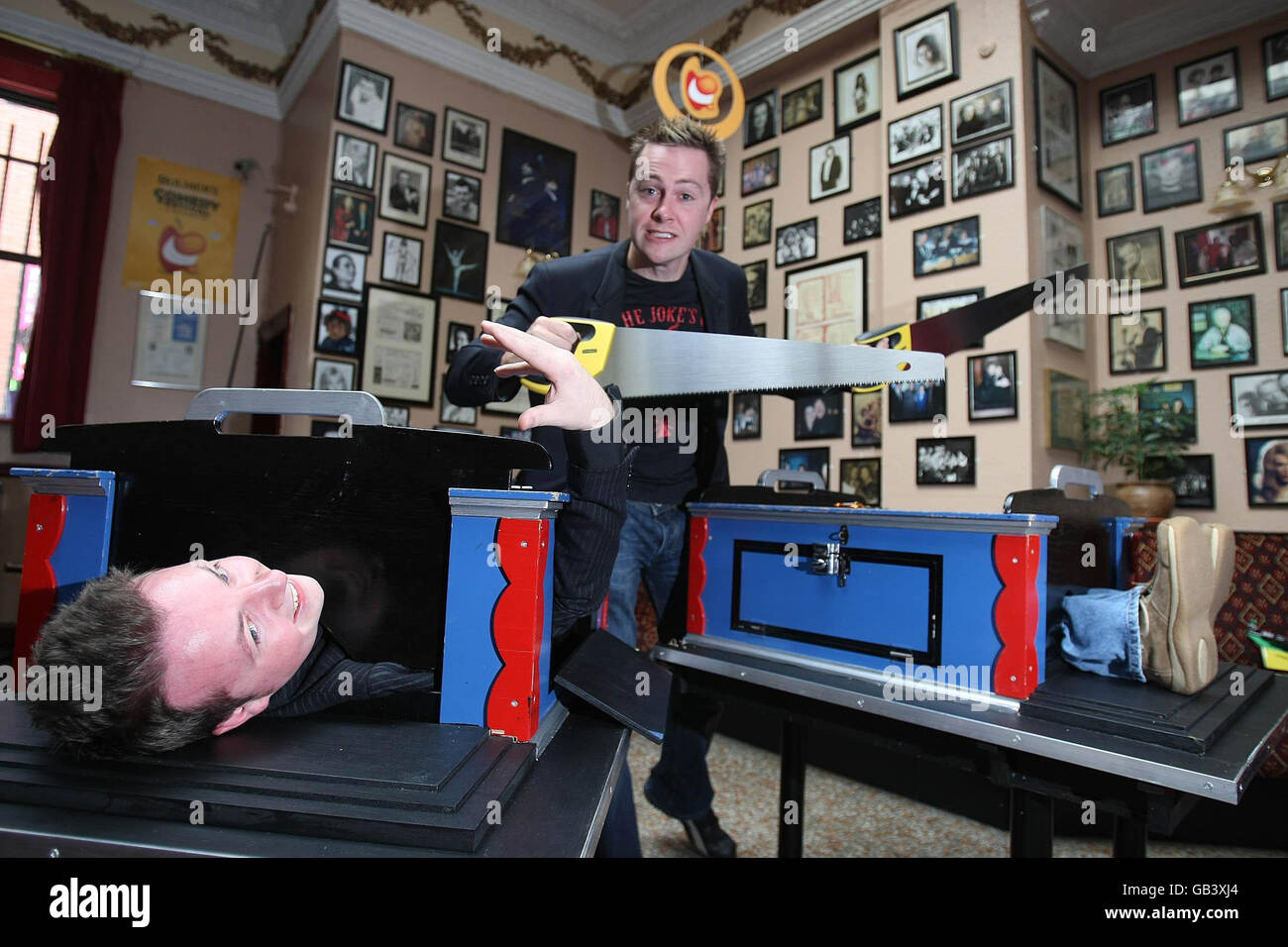 Performers Oliver Callan (left) and Keith Barry at the launch of the ...