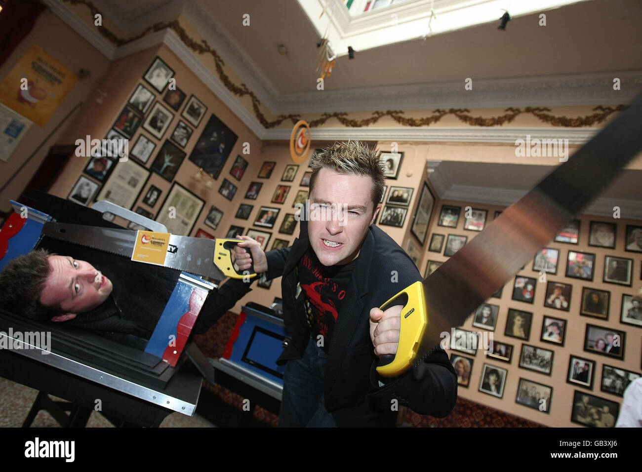 Performers Oliver Callan (left) and Keith Barry at the launch of the ...