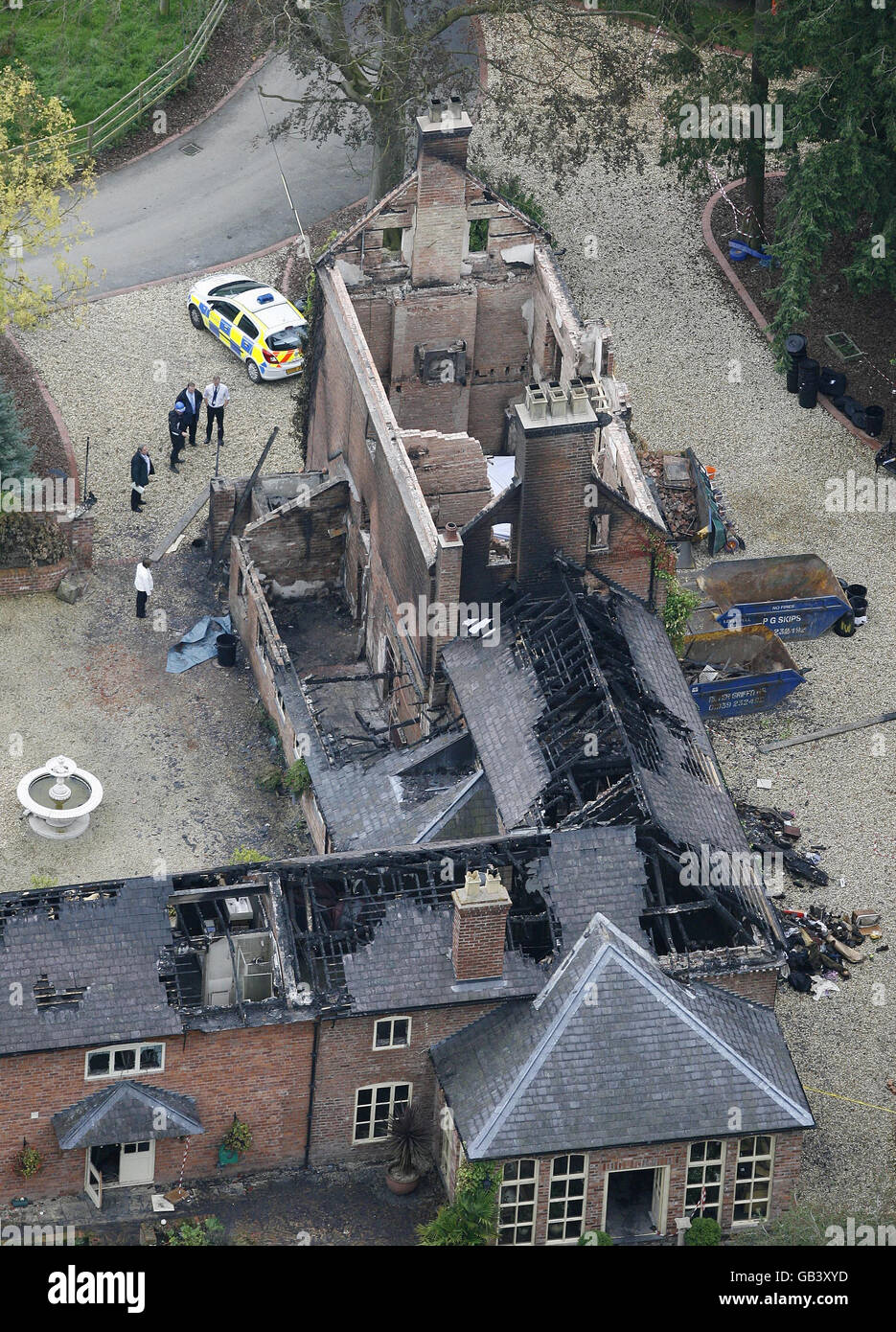 Aerial pictures of the burnt-out, Osbaston House in Maesbrook ...