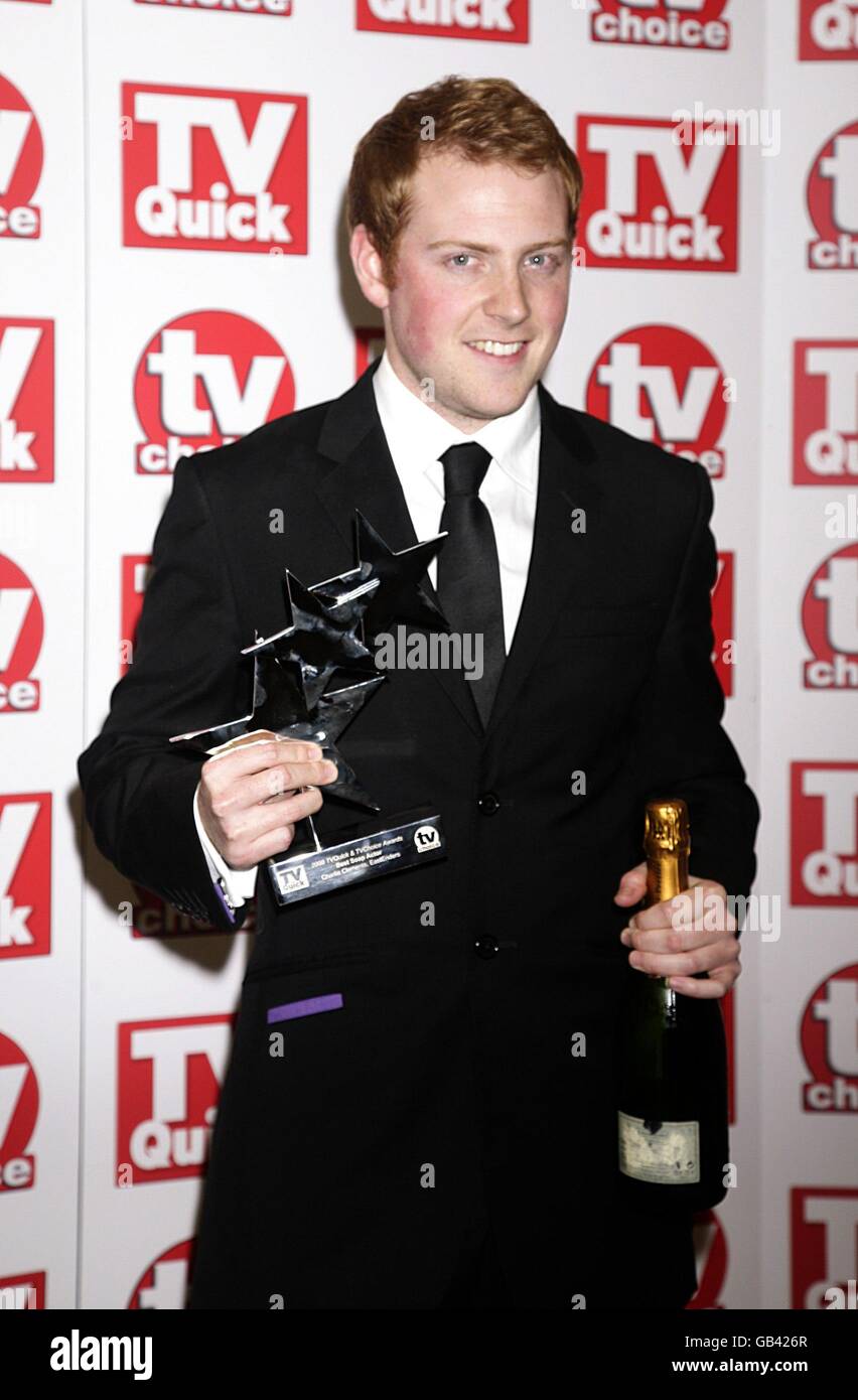 Charlie Clements with his award for Best Soap Actor at the TV Quick and ...