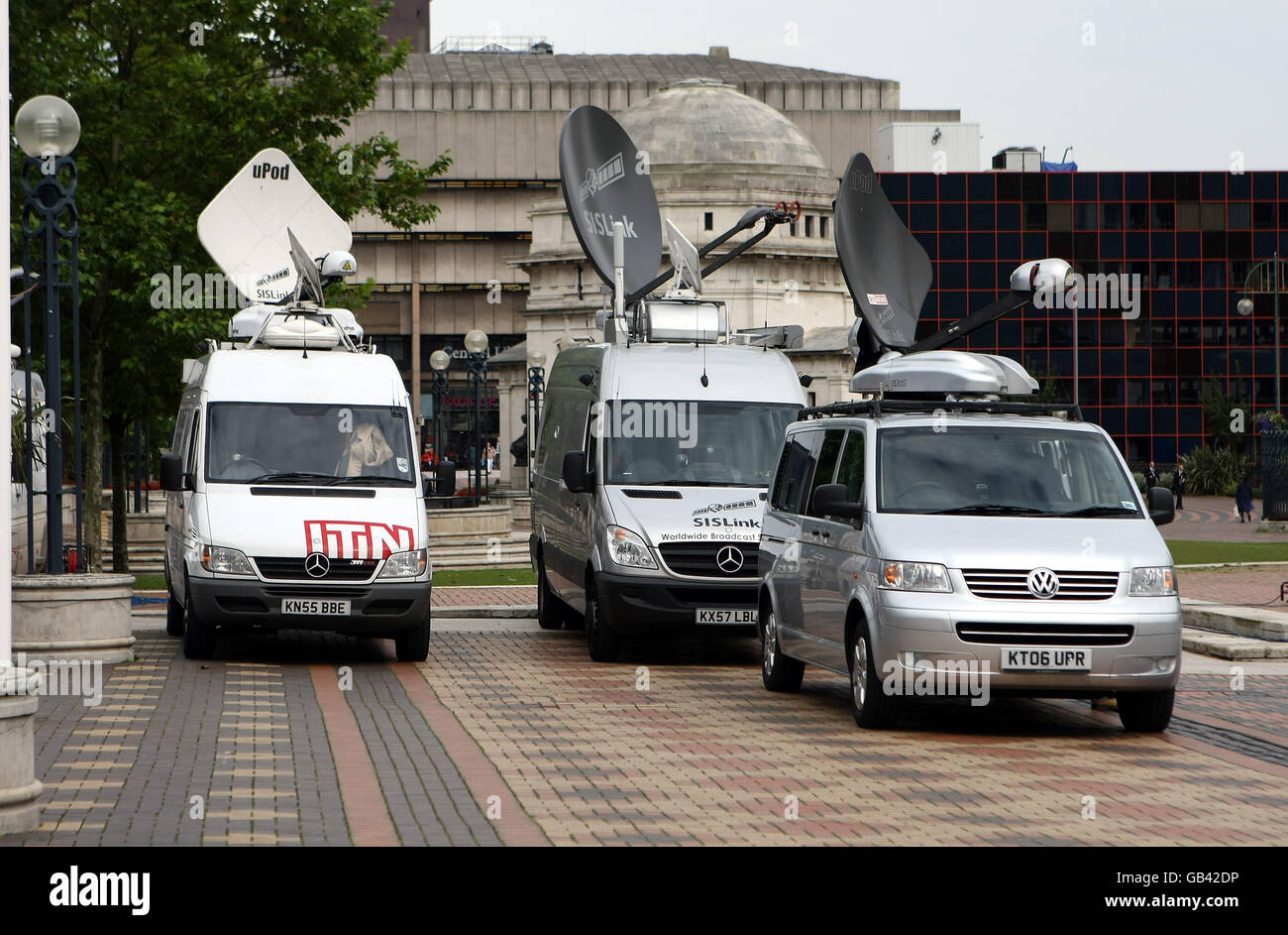 TV Broadcast vehicles Stock Photo - Alamy