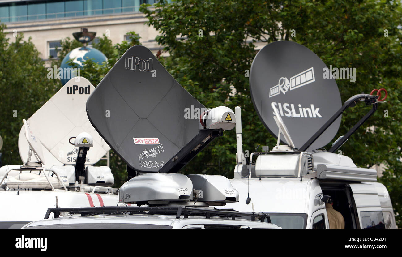 TV Broadcast vehicles Stock Photo - Alamy