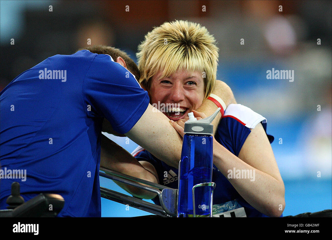 Great Britain's Boccia Team player Dan Bentley hugs team mate Zoe ...
