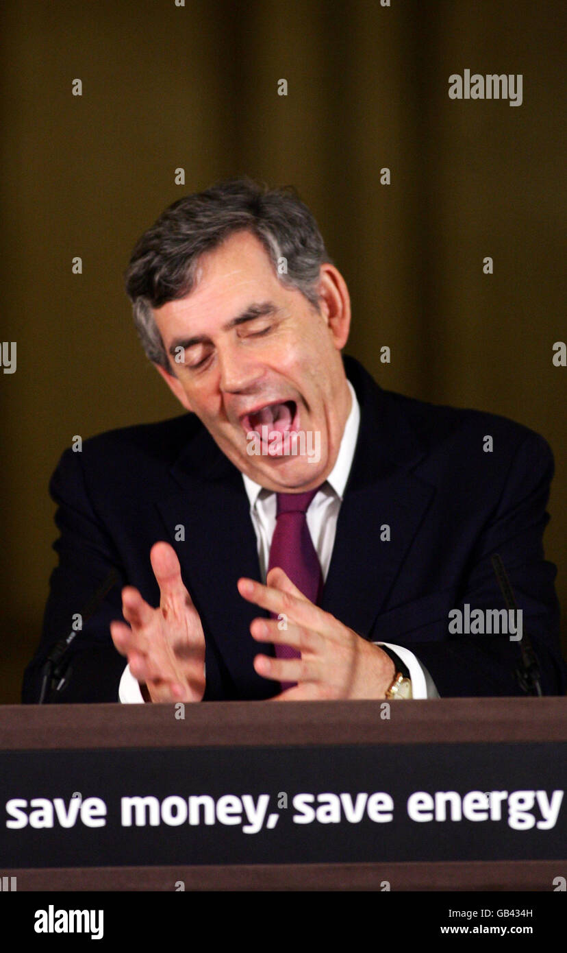 Prime Minister Gordon Brown speaking during his monthly press ...