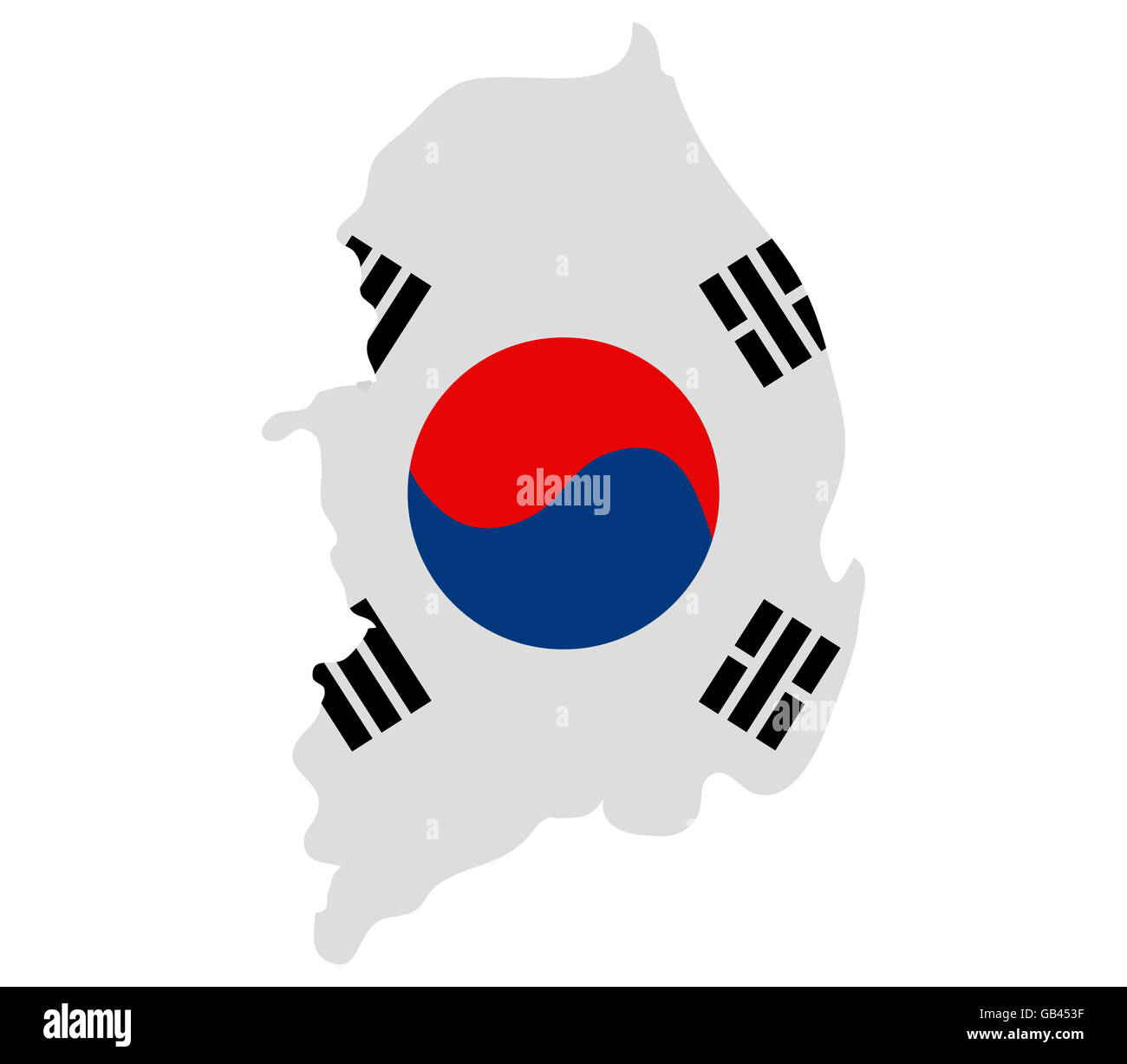 Map of South Korea with flag Stock Photo - Alamy