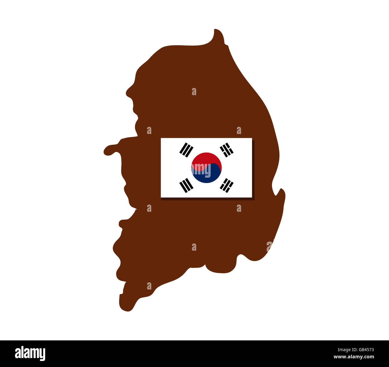 Map of South Korea with flag Stock Photo - Alamy