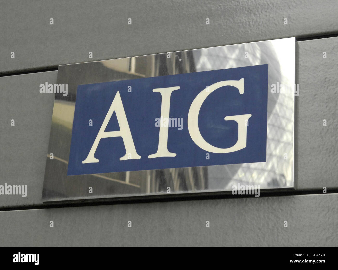 The sign outside the aig building in fenchurch street hi-res stock ...