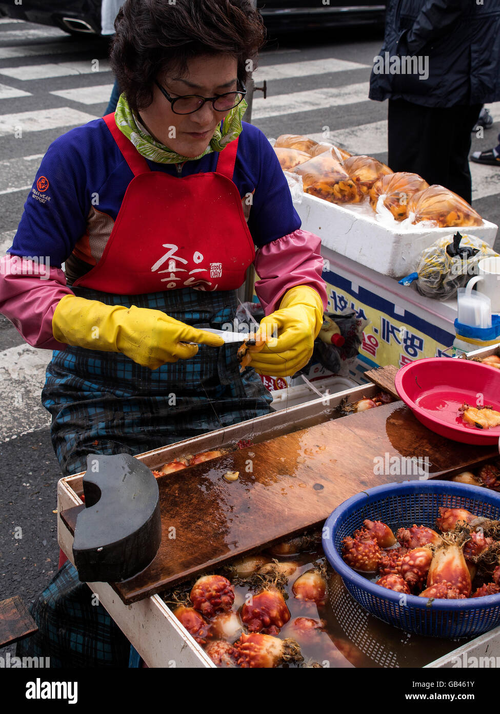 sea anemone - seafood at fishmarket of Tongyeong, province ...