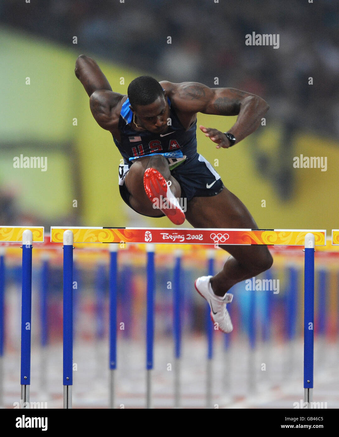 USA's David Oliver in action in the Men's 110m Hurdles semi Final at ...