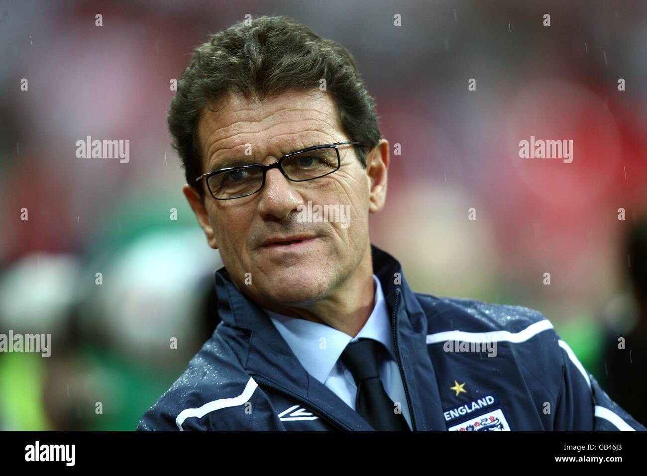 England manager Fabio Capello, on the touchline prior to kick off Stock ...
