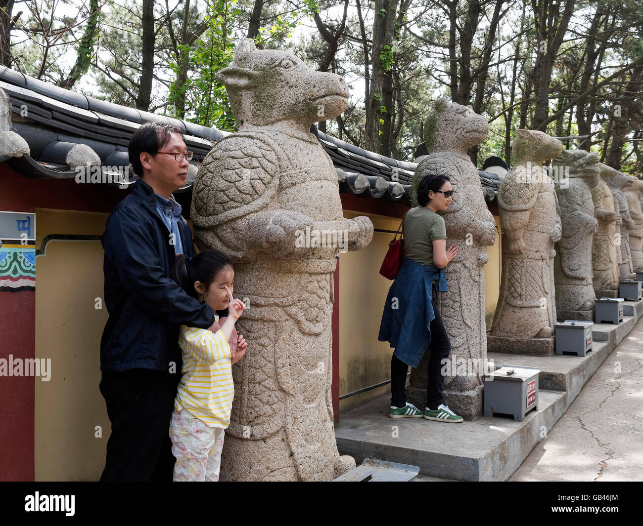 stone sculptures at Buddhist temple Haedong Yonggungsa, Busan, province ...