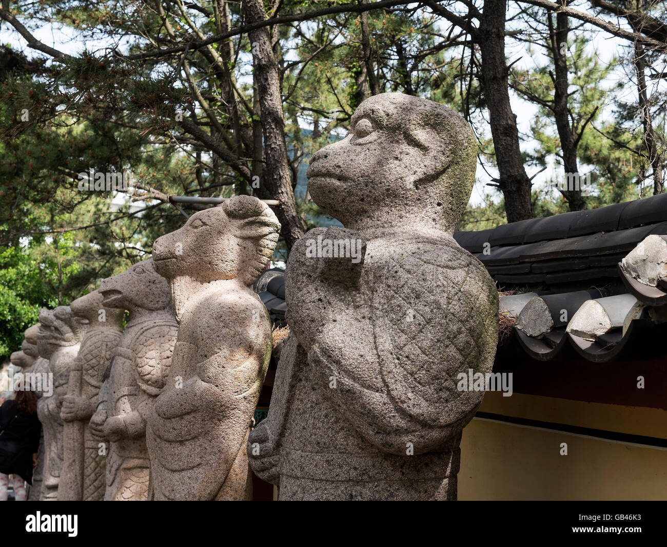 stone sculptures at Buddhist temple Haedong Yonggungsa, Busan, province ...
