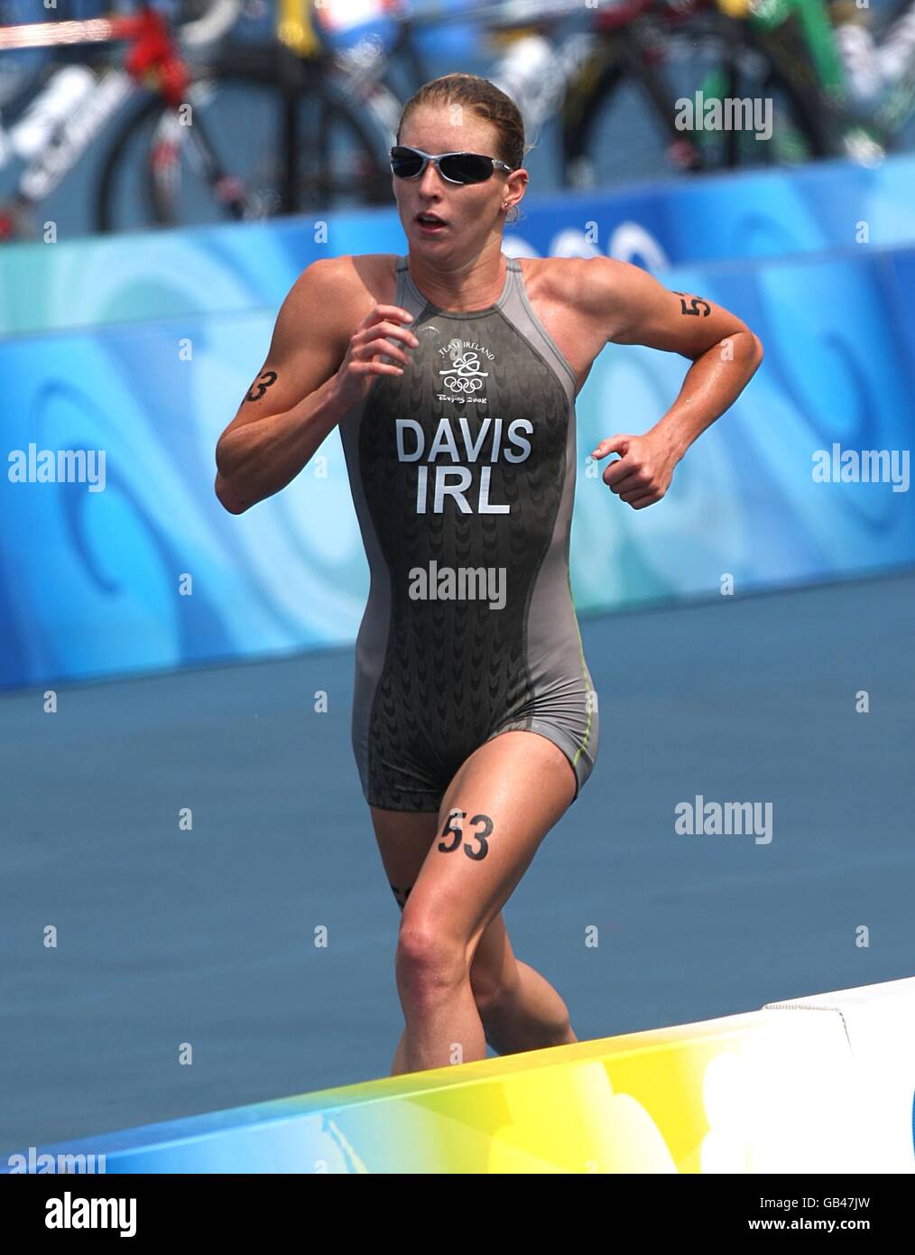 Ireland's Emma Davis takes part in the running stage of the Women's ...