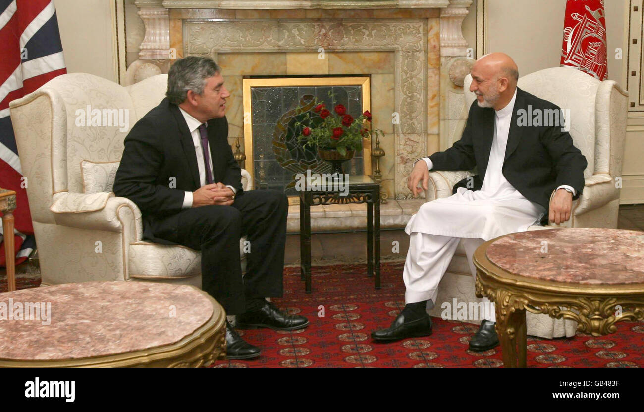 Britain's Prime Minister Gordon Brown meets President Karzai at the ...