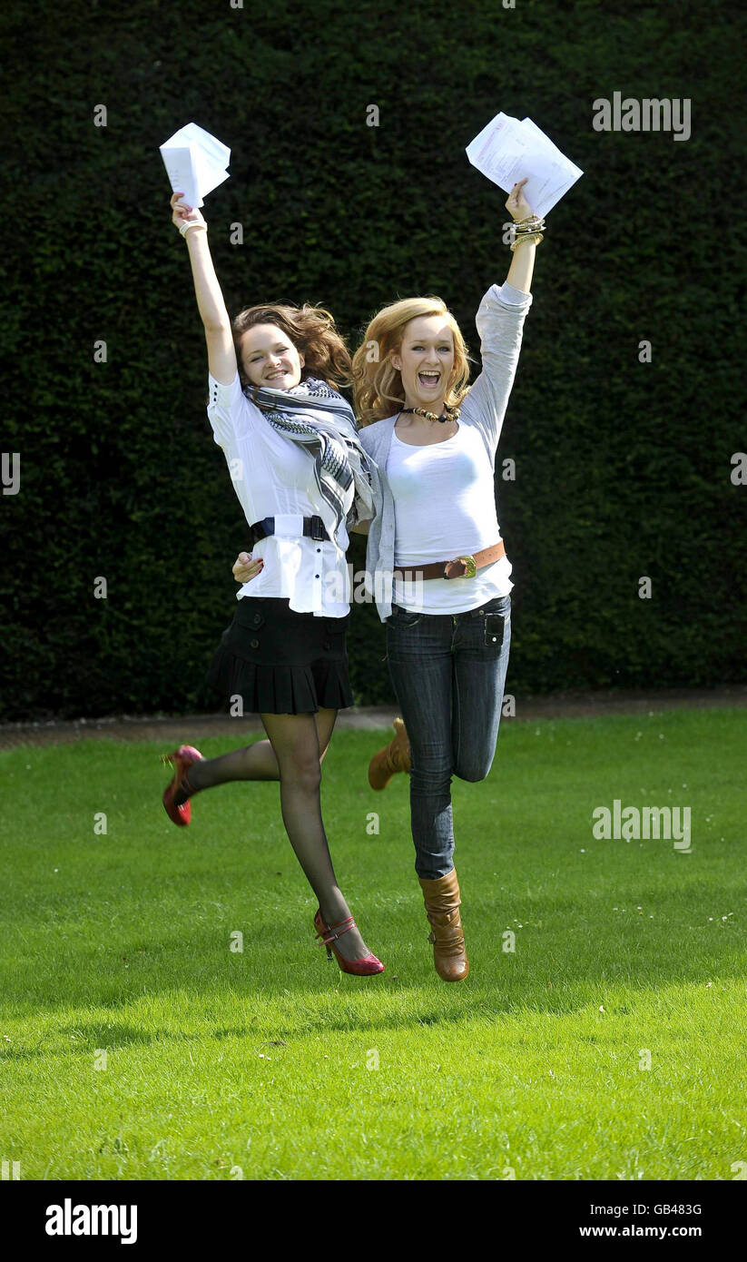 Twins, Charis (left) and Darcy Williams from Bristol celebrate getting ...