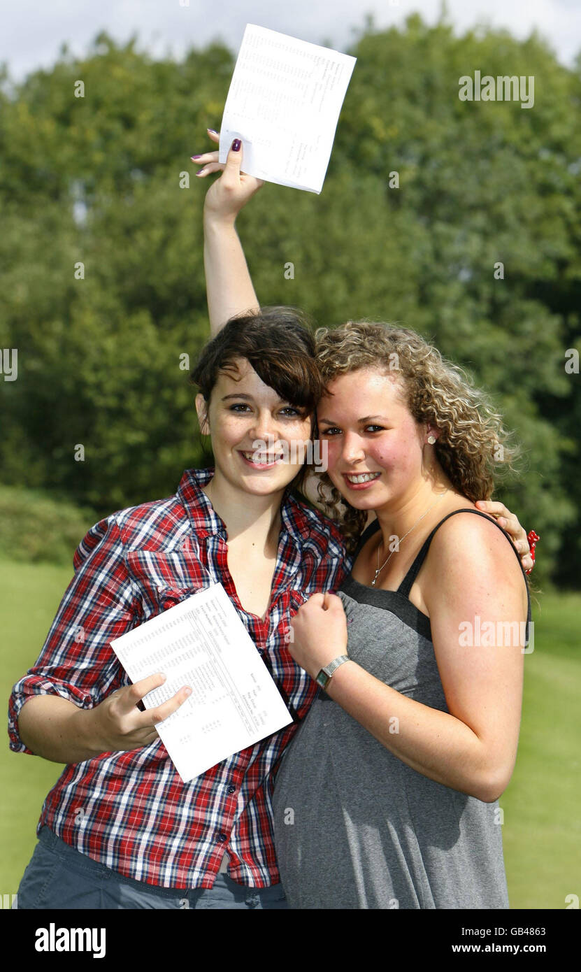 Education celebrating hugging exam results girls hi-res stock ...