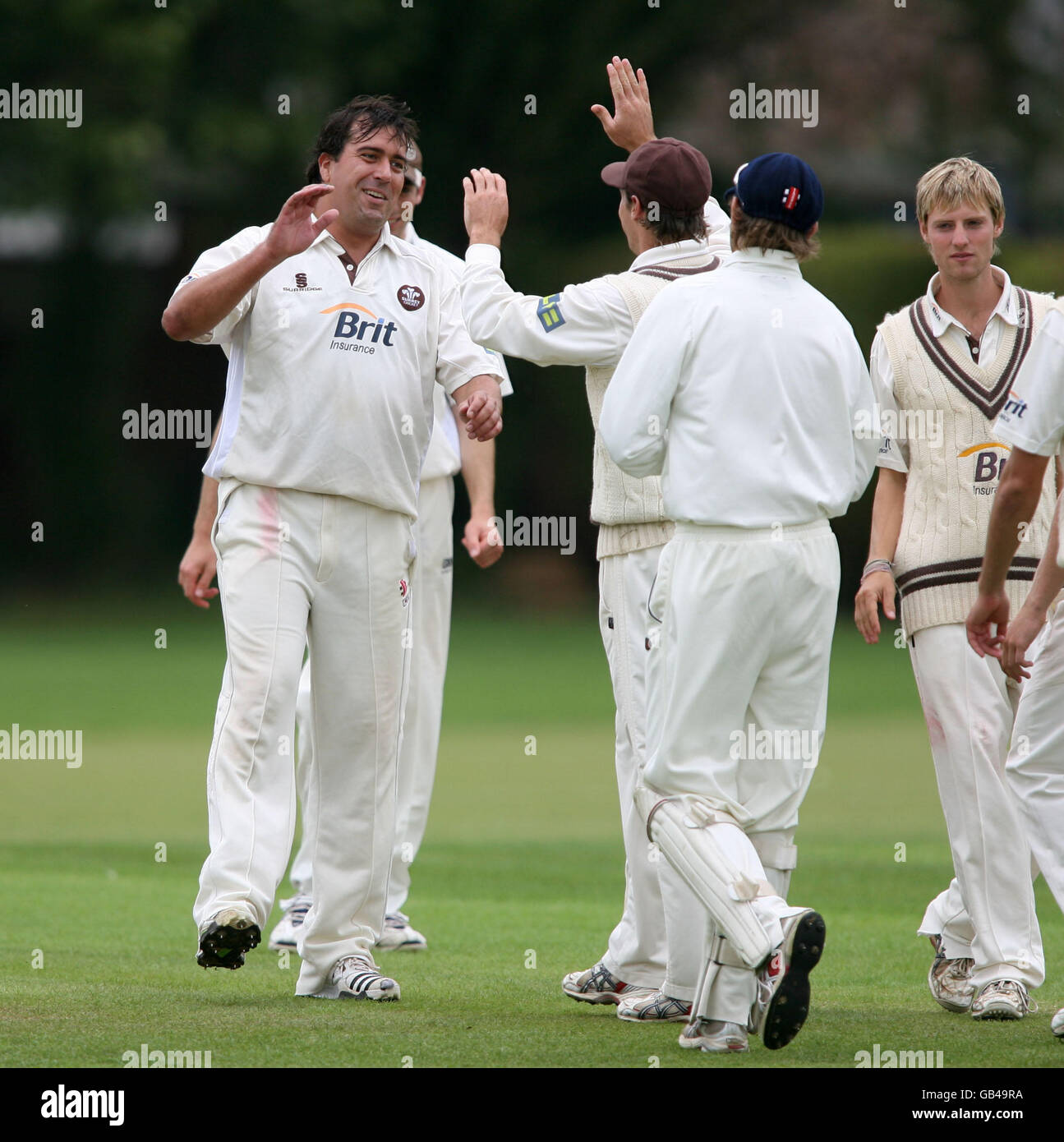 Surrey's Jimmy Ormond celebrates after taking his 2nd wicket before ...
